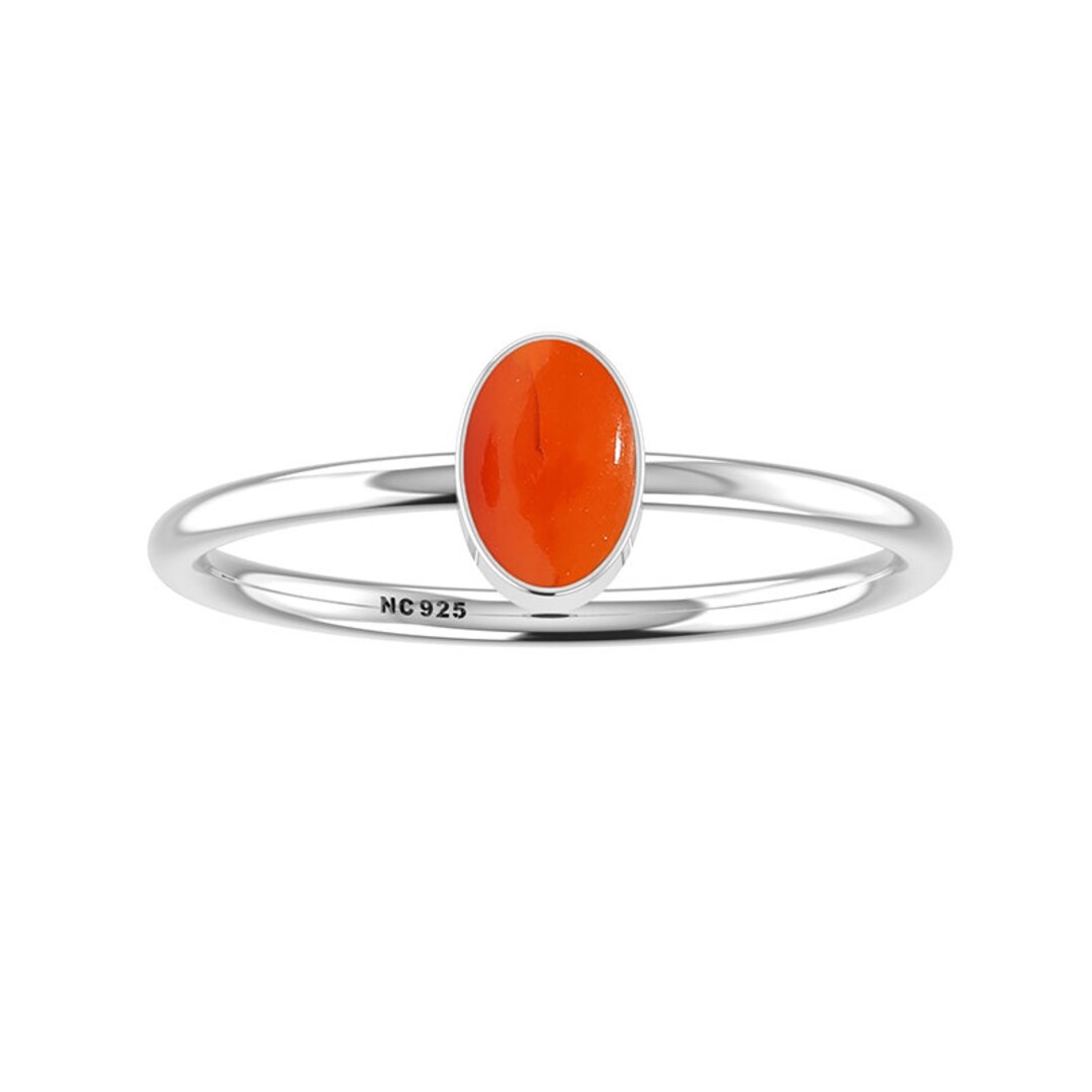 LUSTRE & LIGHT Natural Carnelian Solitaire Ring in Sterling Silver for ...