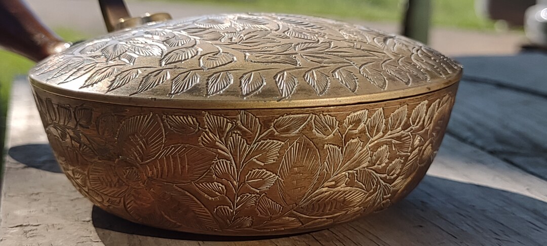 Bronze Etched Warming Butler Pan Wood Handle From India - Etsy