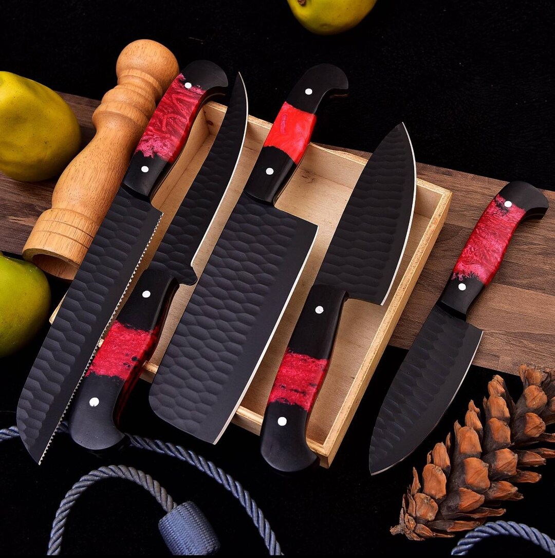 Chef Set, Handmade Damascus Steel Chef Knife Set, Hand Forged Kitchen ...