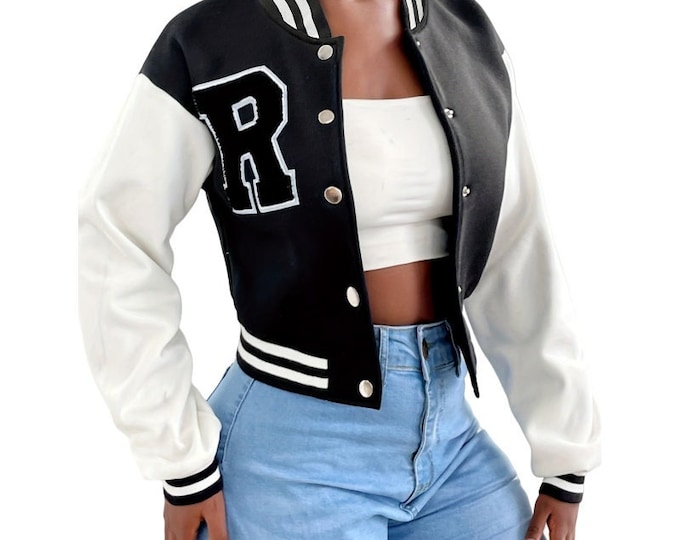 Women's Wool Crop Letterman Jacket: Custom Varsity Jacket - Etsy