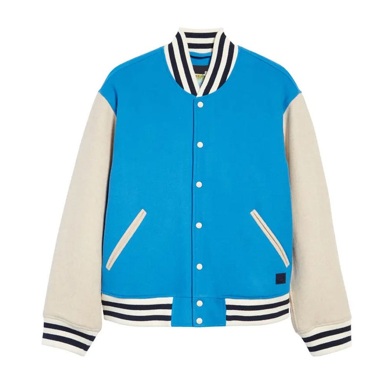 Custom Embroidered Wool Varsity Jacket: Leather Sleeves, Unisex Bomber ...