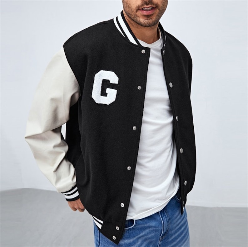 Custom Embroidered Varsity Jacket: Wool & Leather Letterman Bomber - Etsy