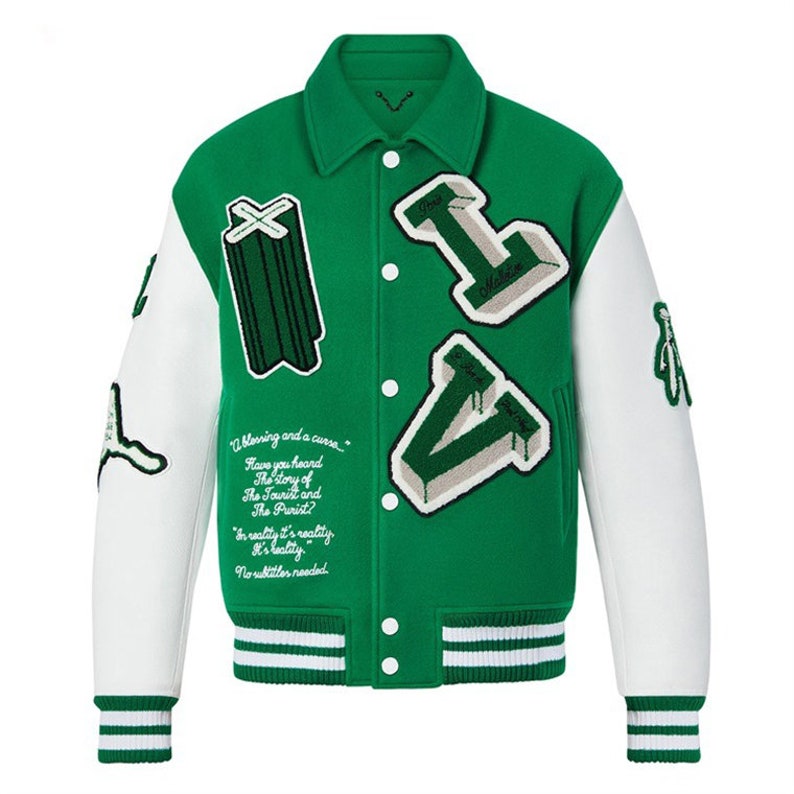 Custom Embroidered Wool Varsity Jacket: Leather Sleeves, Personalized ...