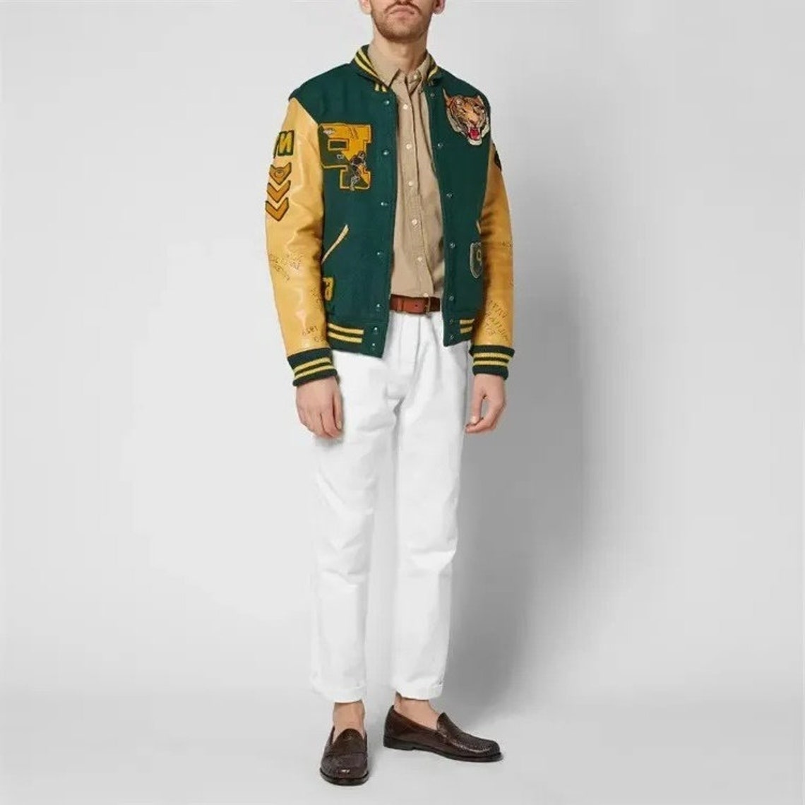 Custom Wool Varsity Jacket: Embroidered Letterman, Leather Sleeves - Etsy