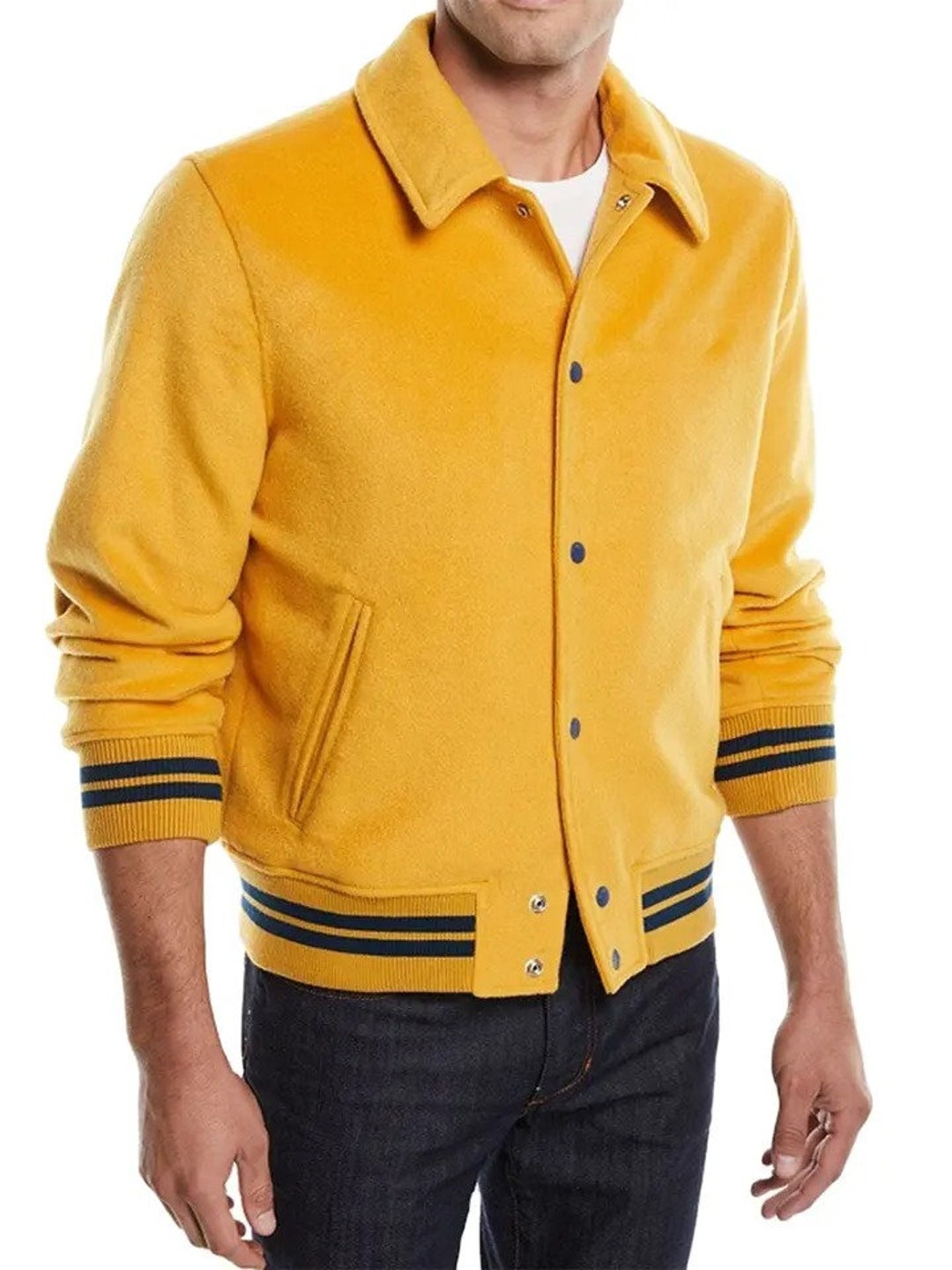 Custom Yellow Varsity Jacket – Wool Letterman Jacket – Embroidered ...