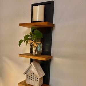 3-tier Handcrafted Wood Shelf, Living Room Shelf, Home Decor, Powder ...