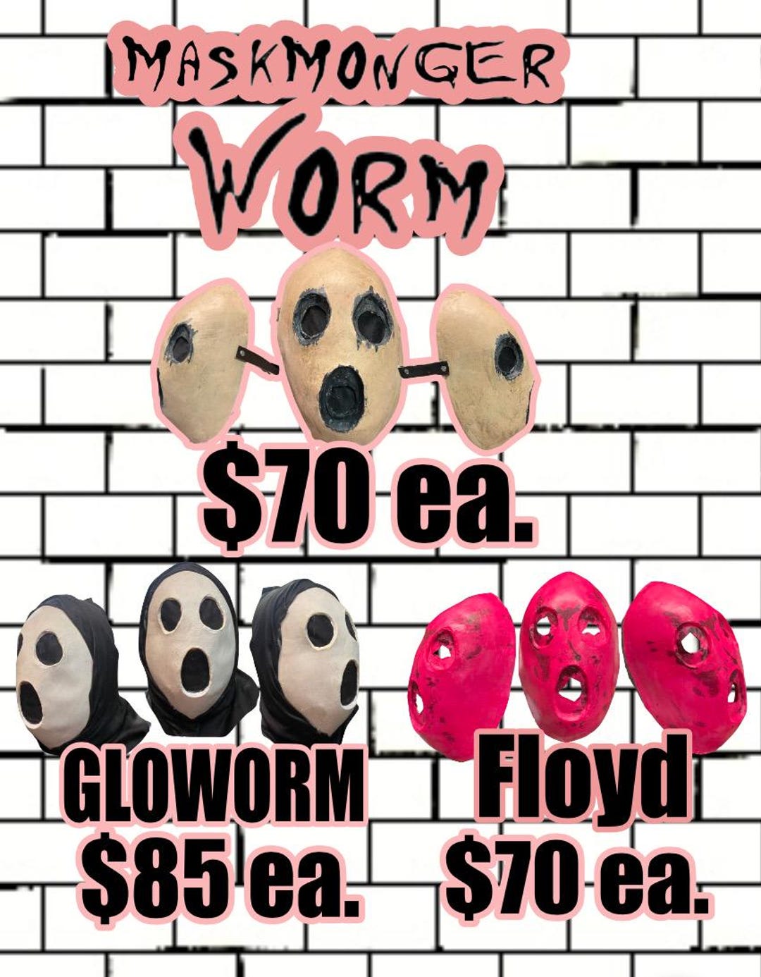 Pink Floyd the Wall Hand Made Worm Latex Mask Resculpt Cult Classic ...