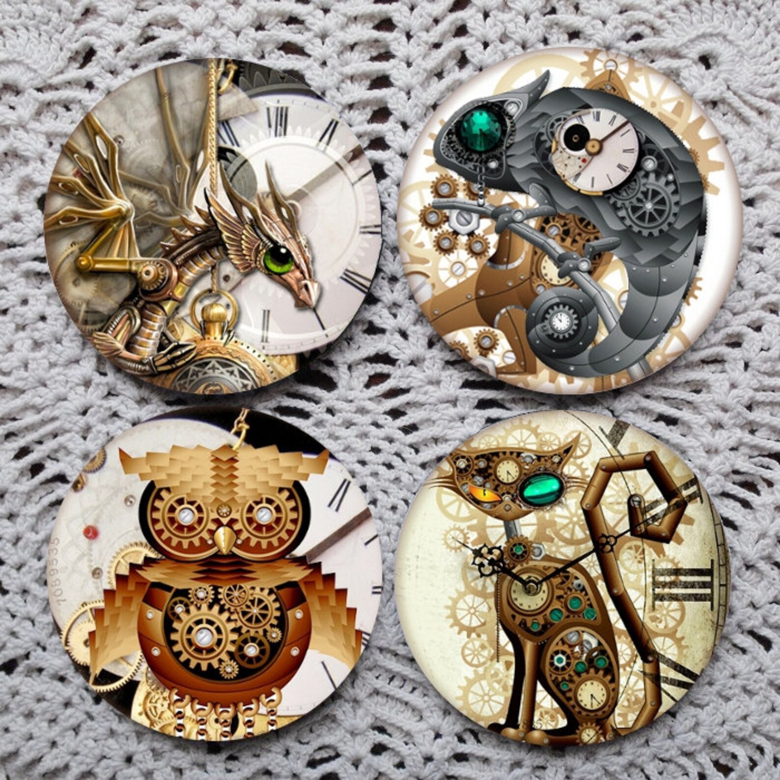 Just Like Clockwork Steampunk Themed Mousepad Coaster Set - Etsy