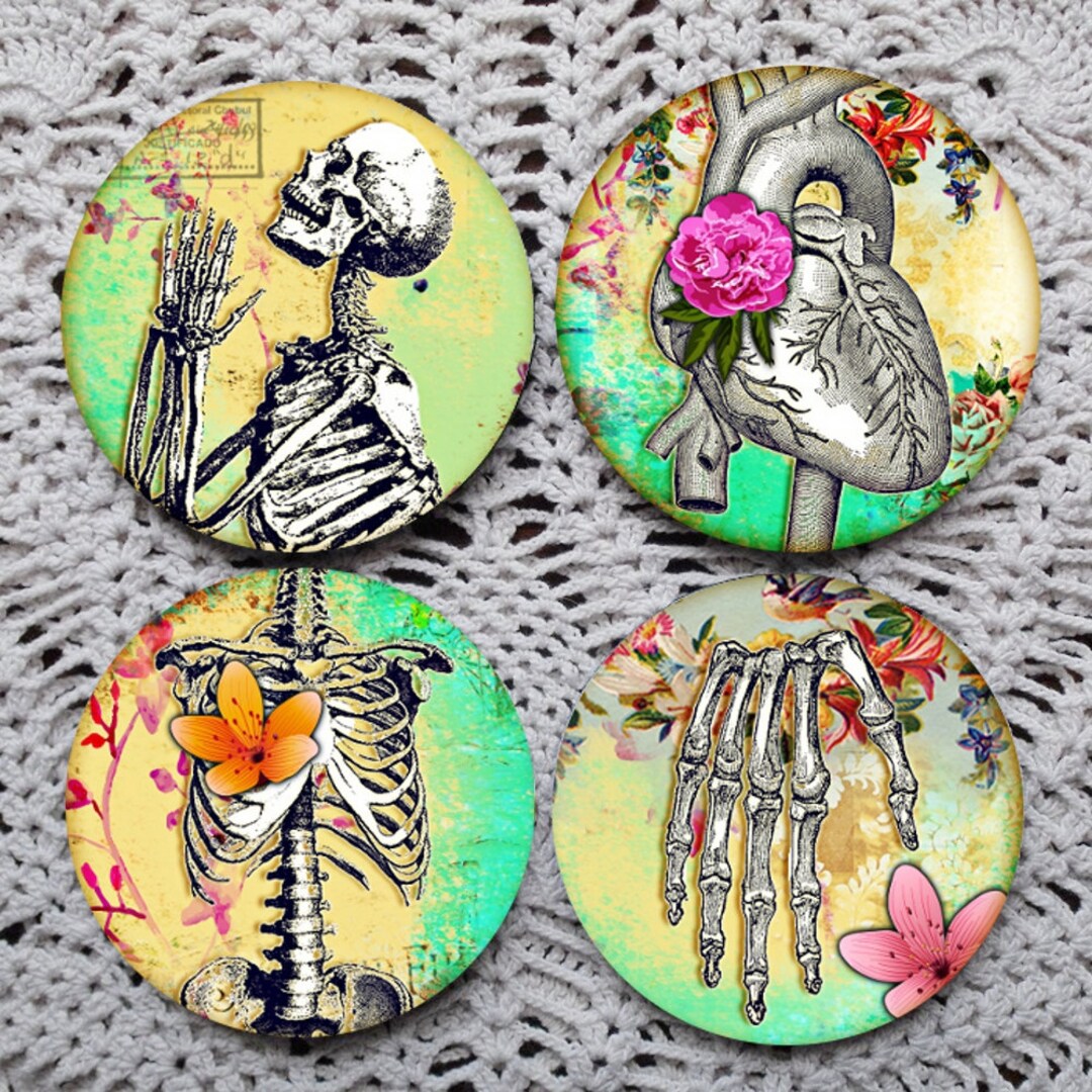 Dem Bones Colorful Skeleton Anatomy Mousepad Coaster Set - Etsy