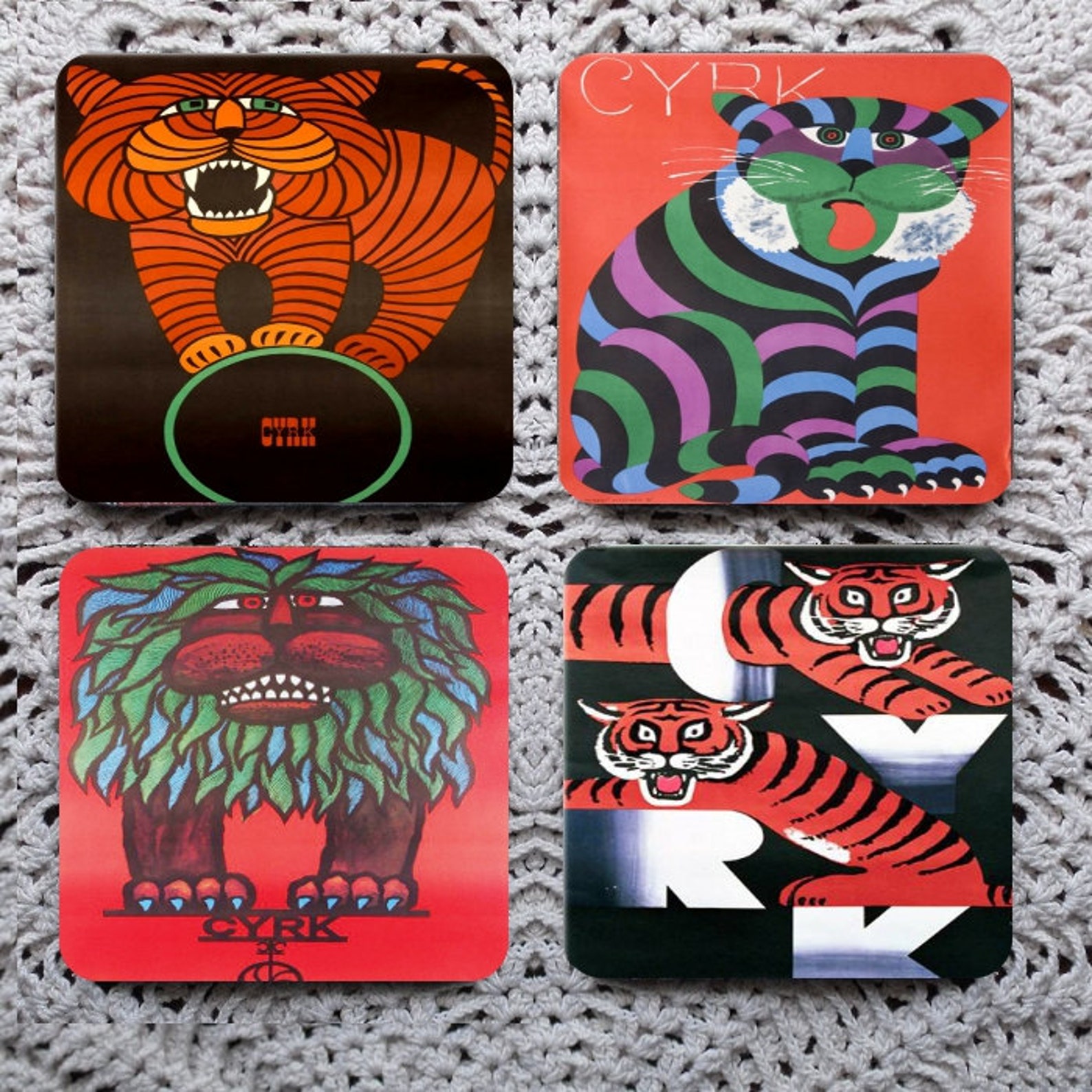 Circus Cats Vintage Polish Cyrk Posters Mousepad Coaster - Etsy