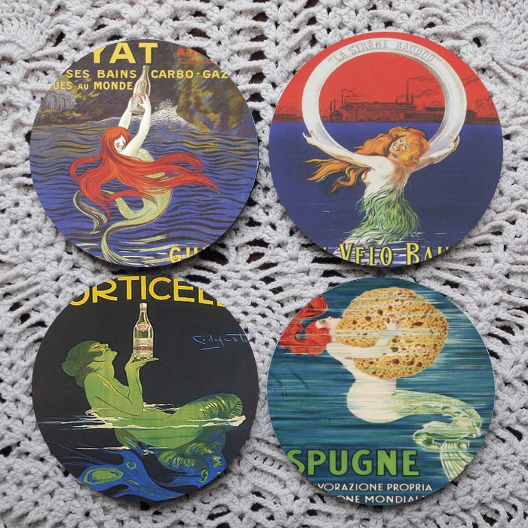 Mermaid Market Mermaid Advertising Mousepad Coaster Set - Etsy