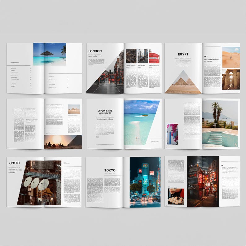 Travel & Lifestyle Magazine Template - Minimalist Design - Editable ...