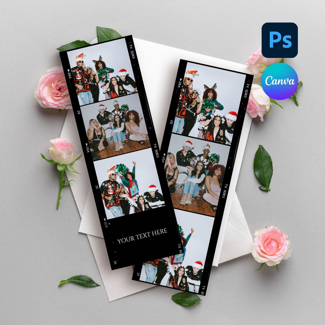 Photo Booth Strip Editable Template, Customizable Film Strip, Vintage ...