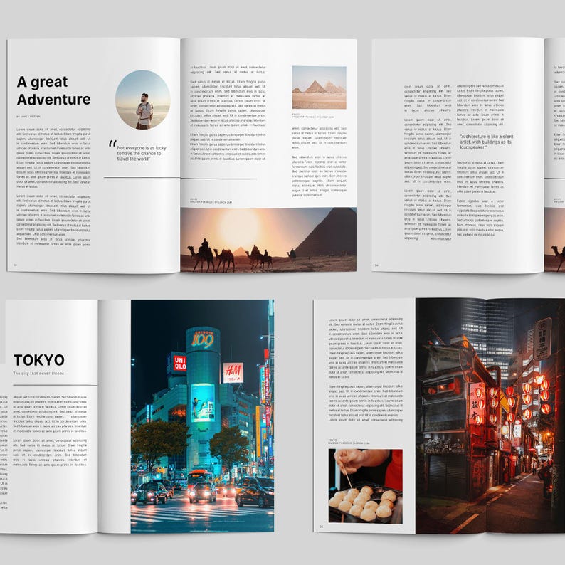 Travel & Lifestyle Magazine Template - Minimalist Design - Editable ...