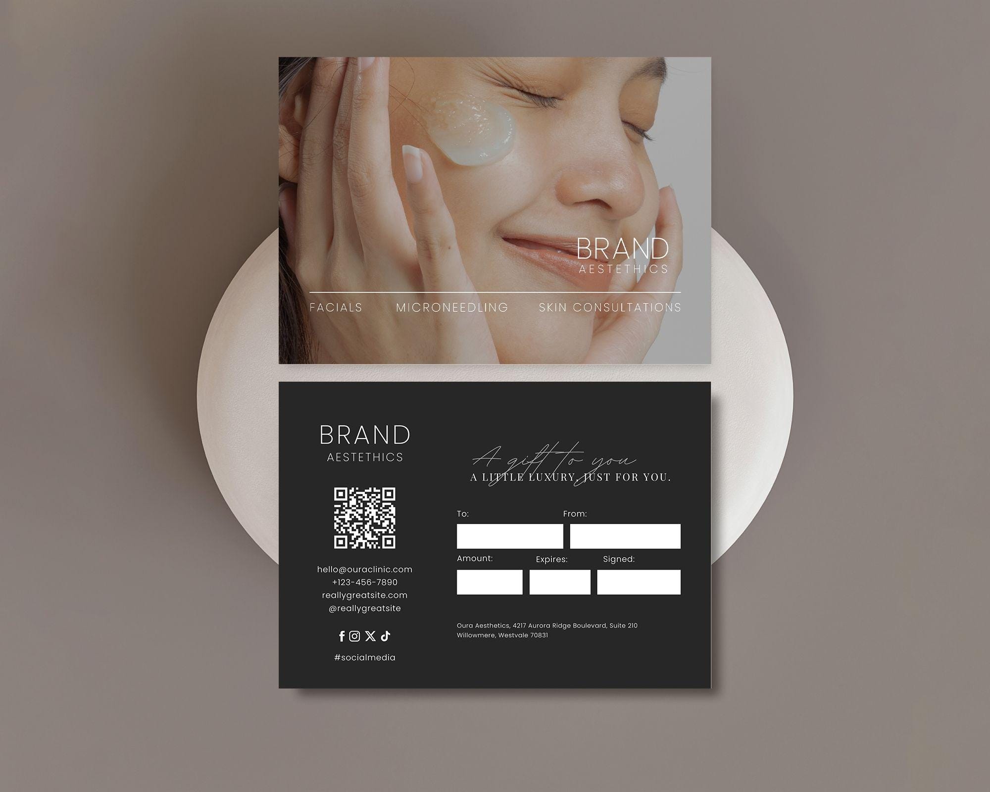 Beauty Salon Gift Card Template, Luxury Aesthetics, Editable in Canva ...