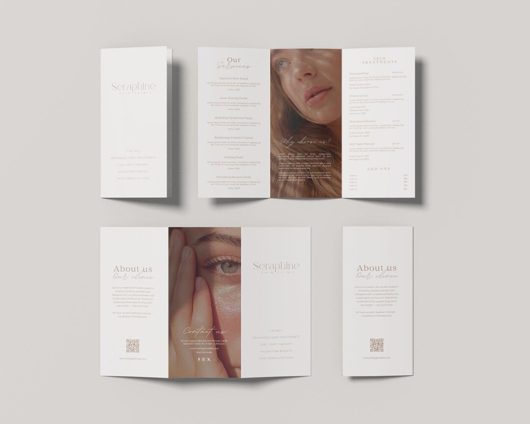 Esthetician Trifold Template in Canva, Printable Treatments Service ...