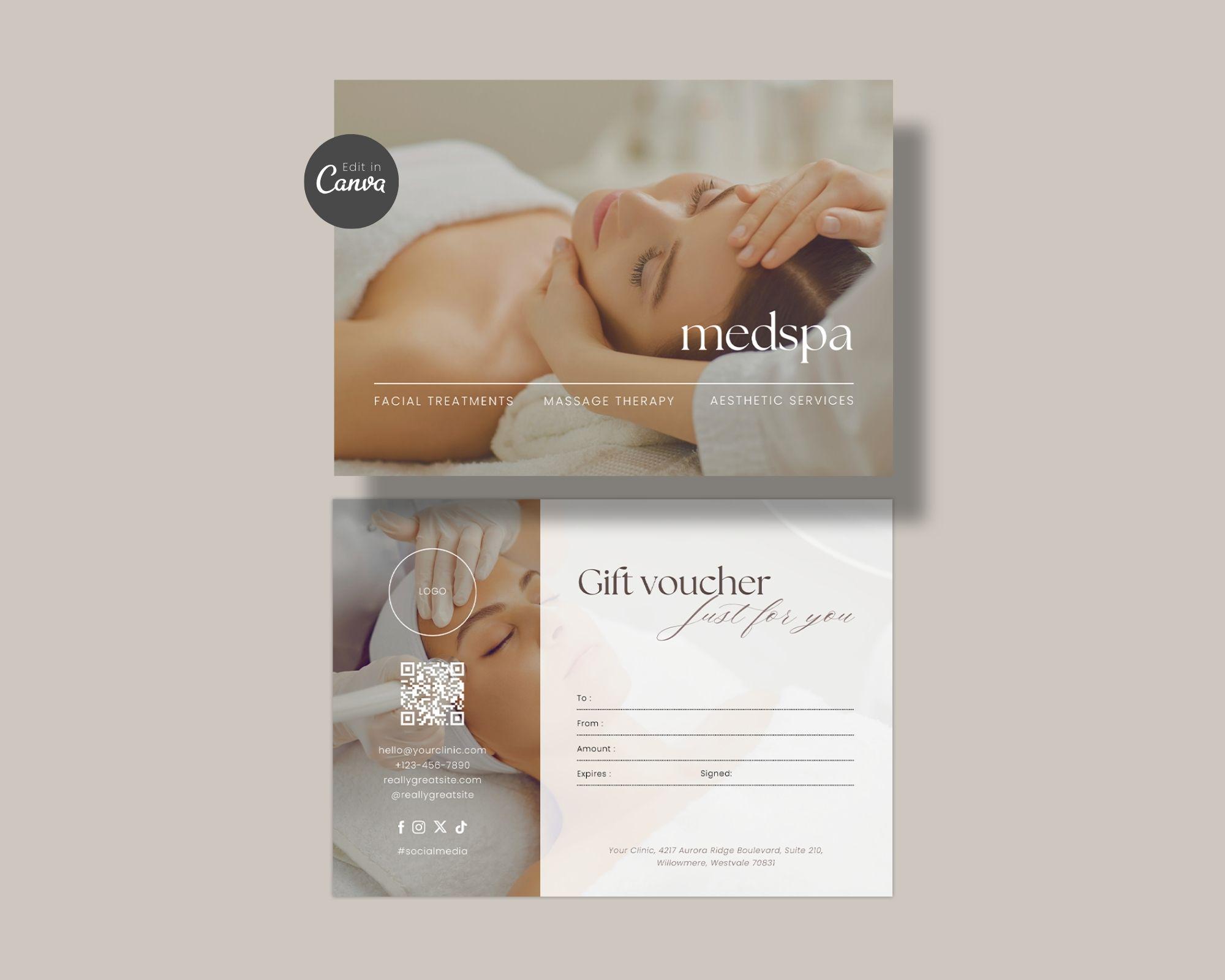 Editable Spa Salon Gift Card Template, Minimalist Design for Skincare ...