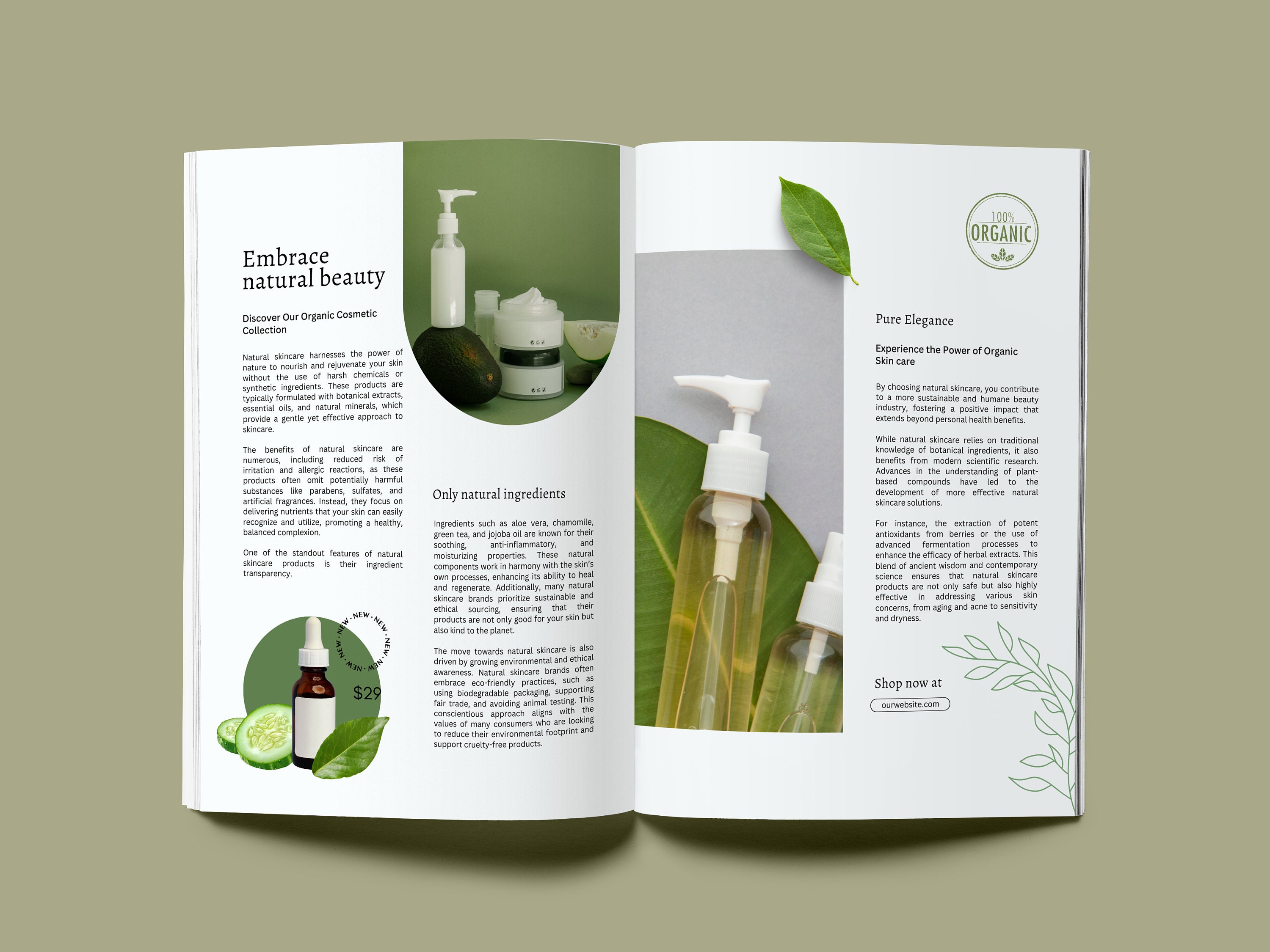 Skincare Product Brochure Canva Template Natural Beauty Cosmetics Brand ...