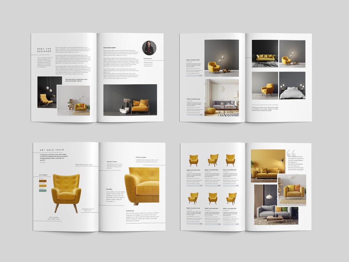 Creative Product Catalog Template Furniture | A4 US | Editable ...