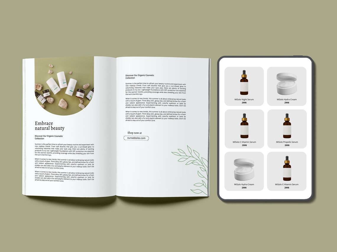 Skincare Product Brochure Canva Template Natural Beauty Cosmetics Brand ...