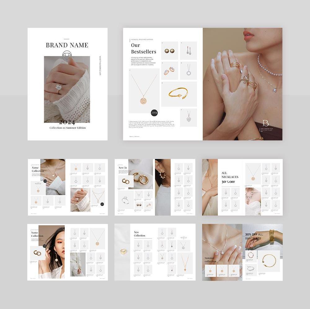 Fine Jewelry Catalog Editable Line Sheet, Jewelry Look Book Brochure ...