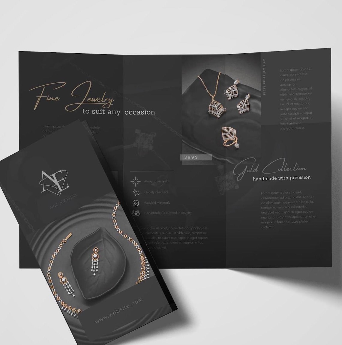 Trifold Jewelry Brochure, Editable Canva Template, Foldable Leaflet EU ...