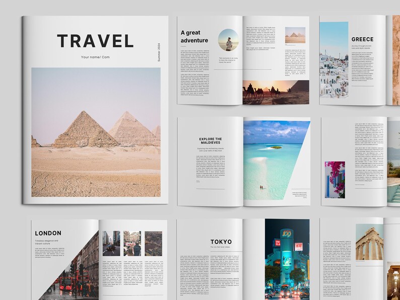 Minimalist Travel Magazine Layout Canva Template, Ebook Blog Design ...