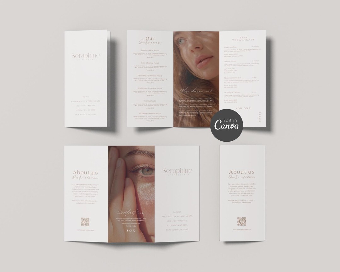 Esthetician Trifold Menu Template, Spa Salon Service - Etsy Australia