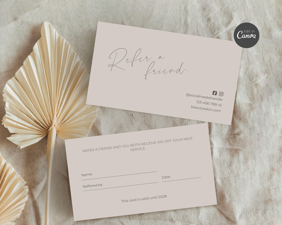 Refer a Friend Card Template, Reward Card for Client Referral, Modern ...