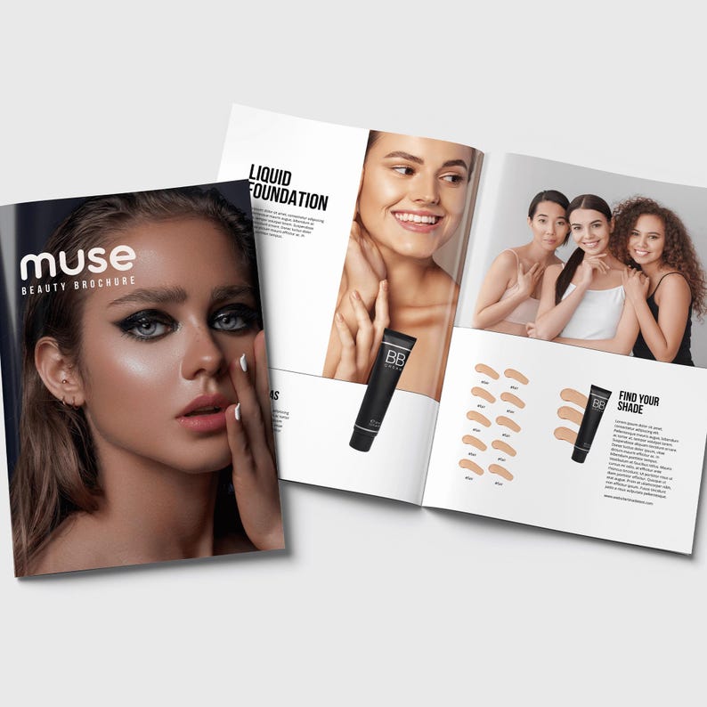 Makeup Brochure Template, Foundation Lipstick Swatches, Beauty ...