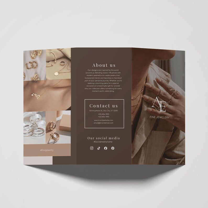 Trifold Jewelry Brochure, Editable Canva Template, Foldable Leaflet EU ...