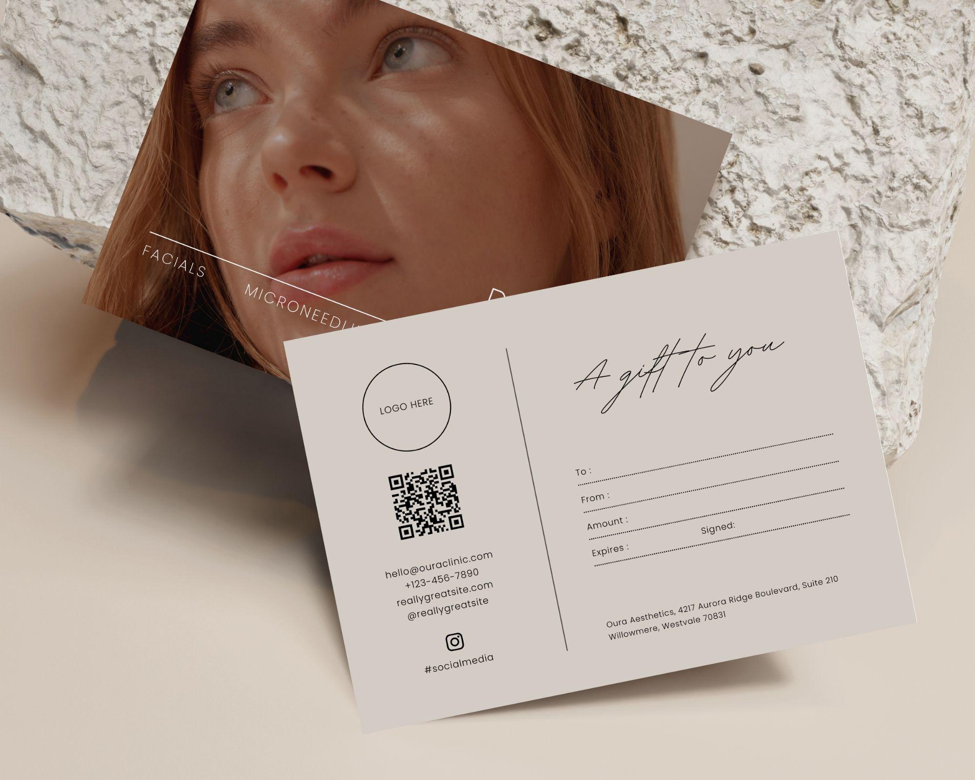 Minimalist Beige Gift Card Template, Esthetician Salon Voucher ...