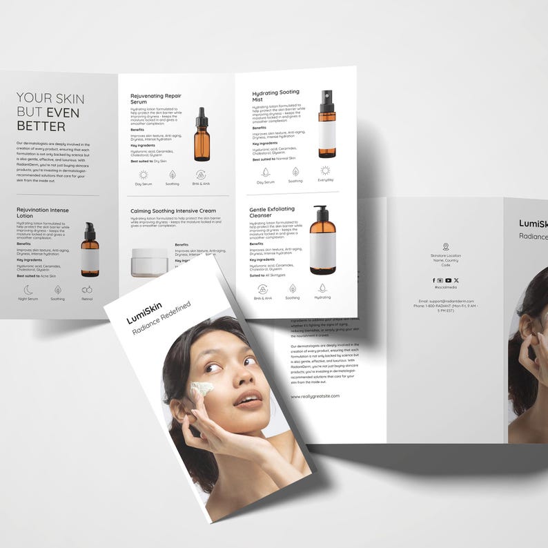 Cosmetics Trifold Template, Professional Skincare Dermatologist ...