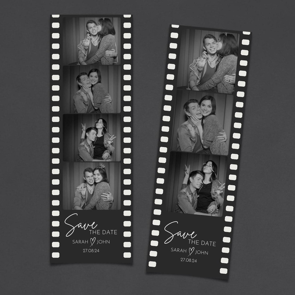 Save the Date Photo Booth Strip Template, Minimalist Wedding, Photo ...