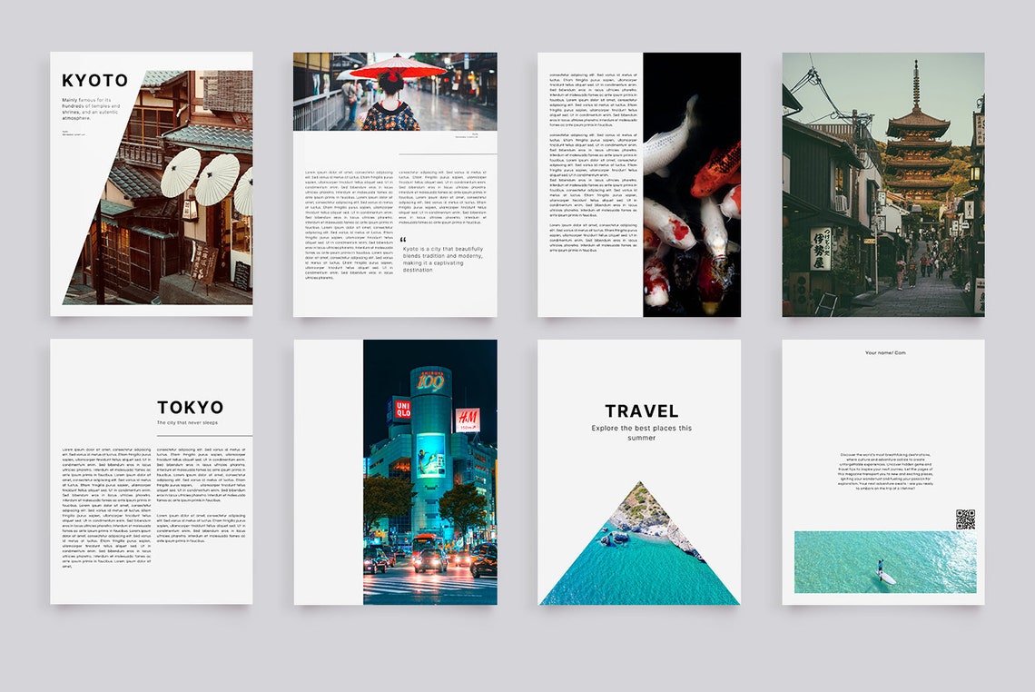 Minimalist Travel Magazine Layout Canva Template, Ebook Blog Design ...