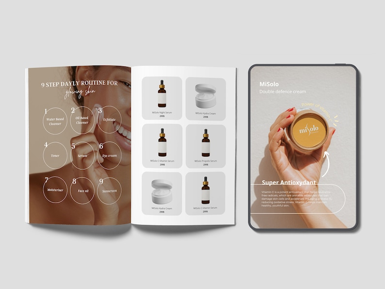 Skincare Product Brochure, Canva Template, Cosmetics Dermatologist ...