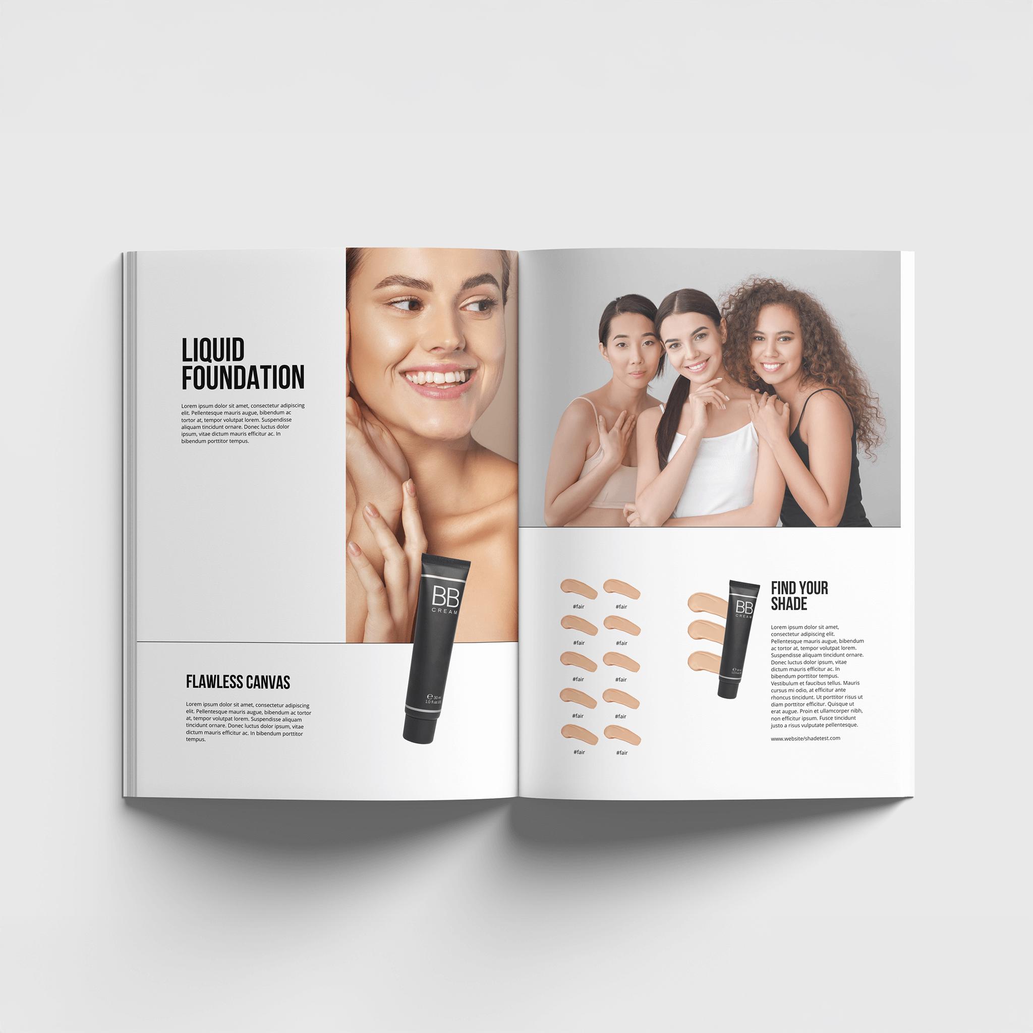Makeup Brochure Template, Foundation Lipstick Swatches, Beauty ...