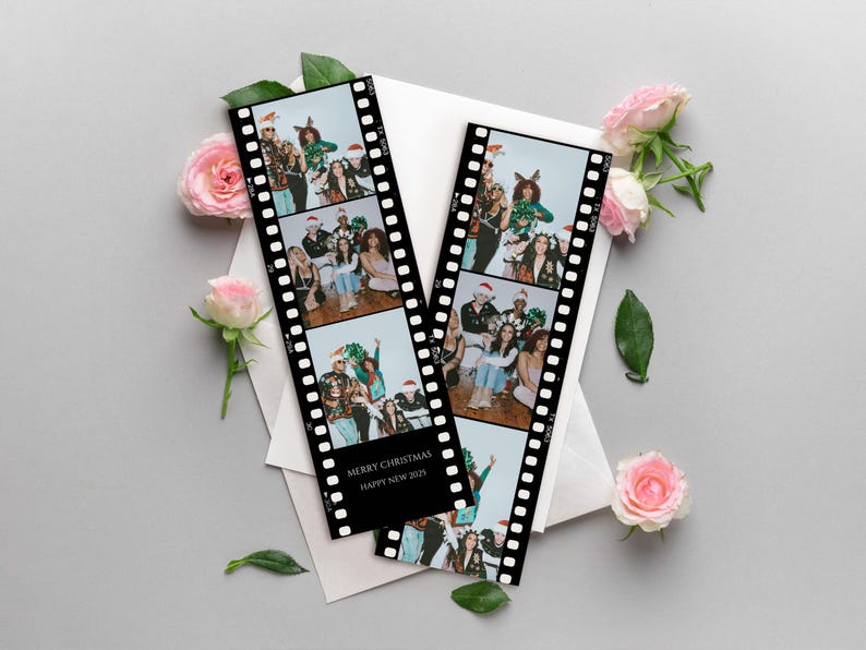 Merry Christmas X Photobooth Film Strip, Customizable Vintage Film Roll ...
