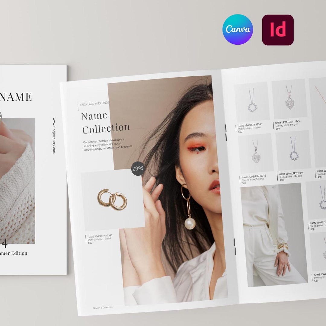 Fine Jewelry Catalog Editable Line Sheet, Jewelry Look Book Brochure ...