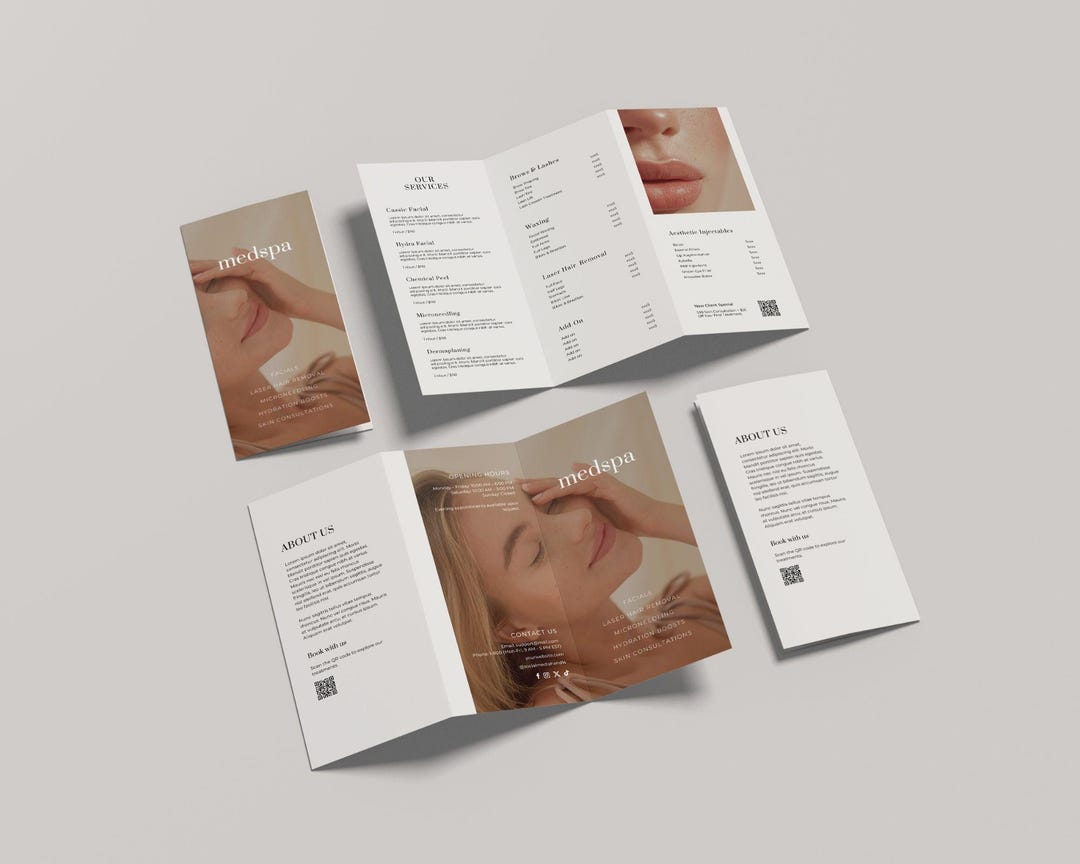 Esthetician Service Brochure Template, Skincare Treatment Menu & Price ...