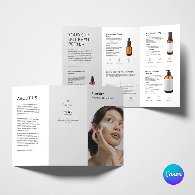 Cosmetics Trifold Template, Professional Skincare Dermatologist ...