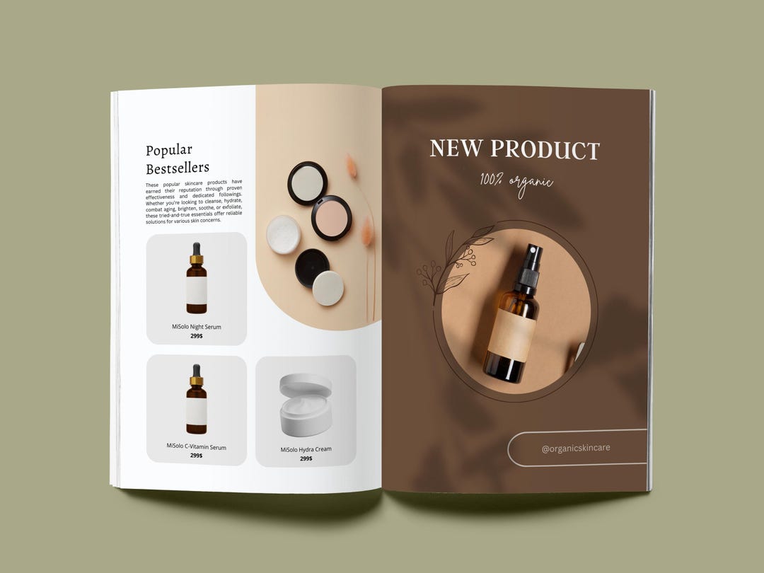 Skincare Product Brochure Canva Template Natural Beauty Cosmetics Brand ...
