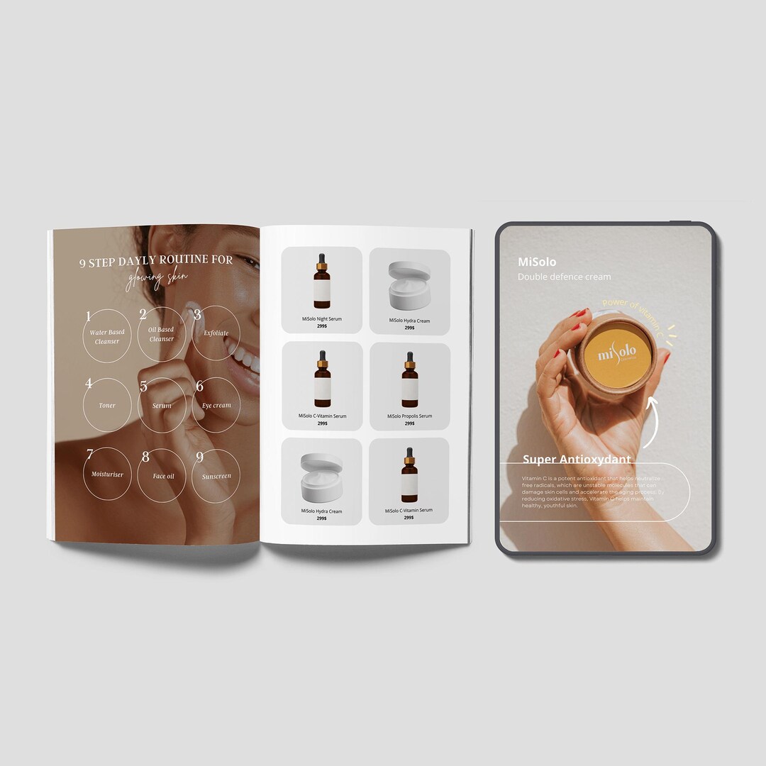 Skincare Product Brochure, Canva Template, Cosmetics Dermatologist ...