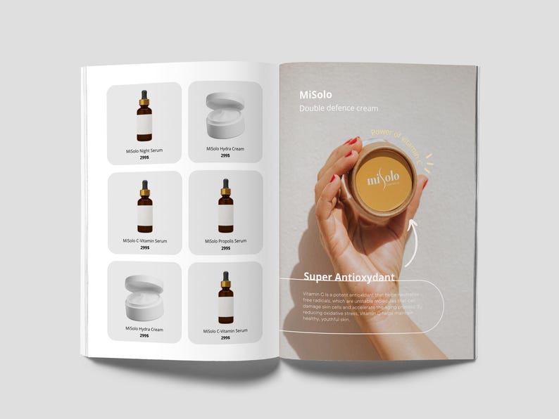 Skincare Product Brochure, Canva Template, Cosmetics Dermatologist ...