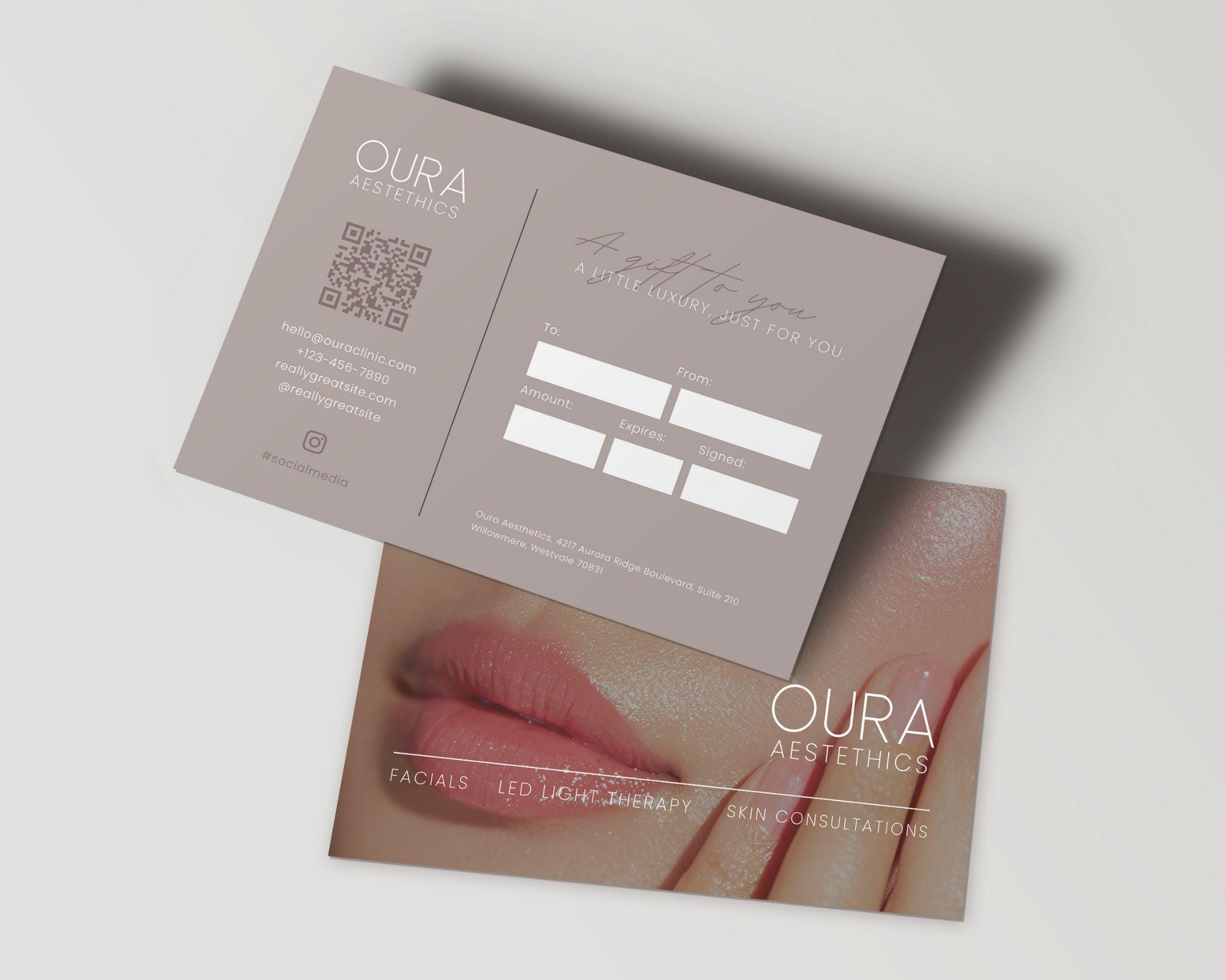 Esthetician Gift Card Certificate Template, Pink Gift Card Design, Gift ...