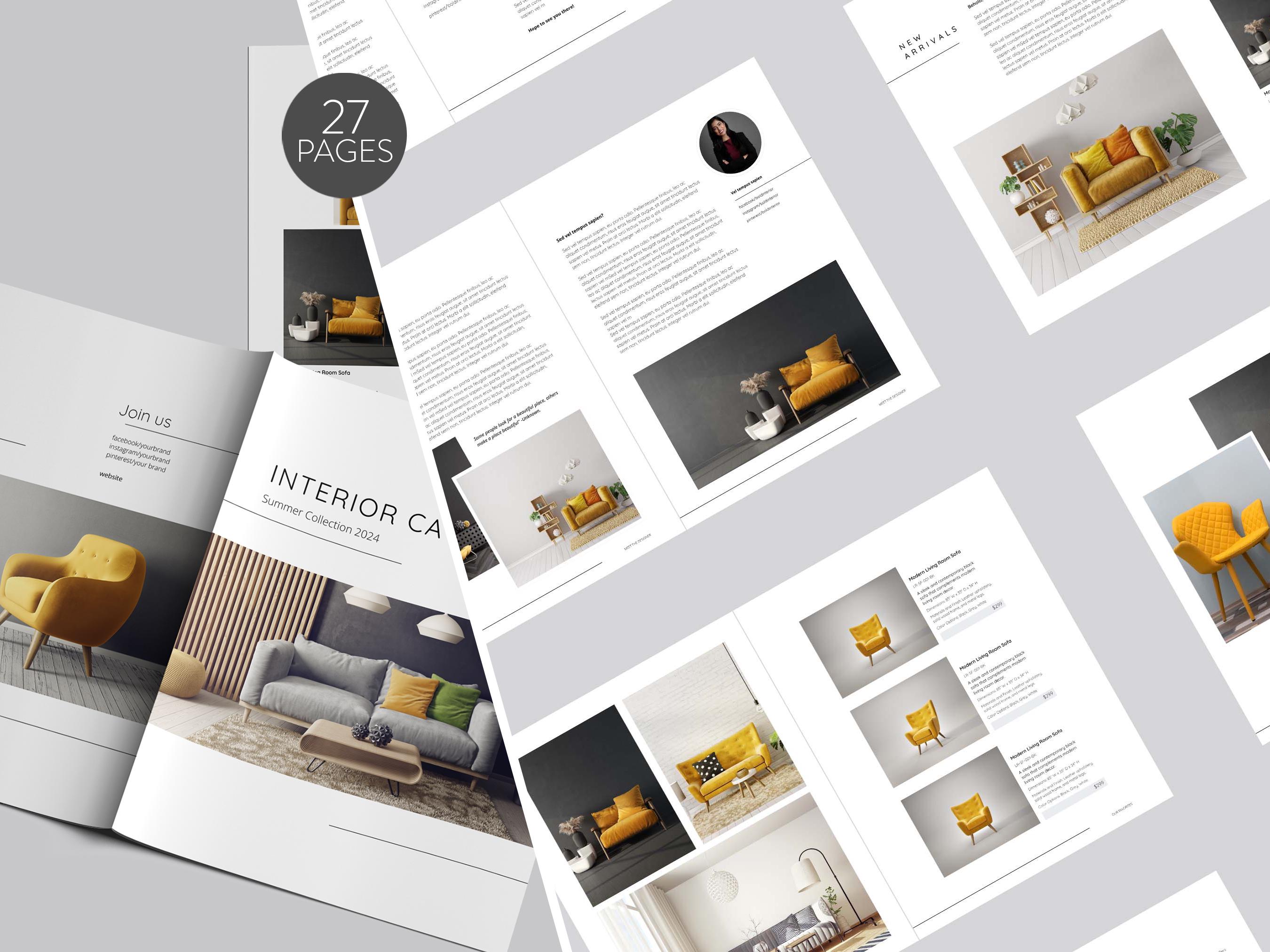 Creative Modern Interior Product Catalog Canva Template US & A4 Size ...