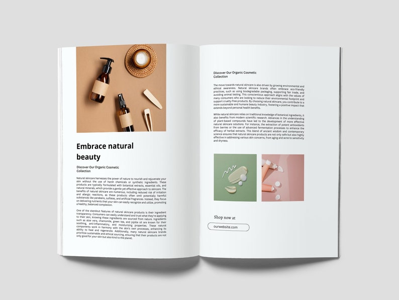 Skincare Product Brochure, Canva Template, Cosmetics Dermatologist ...