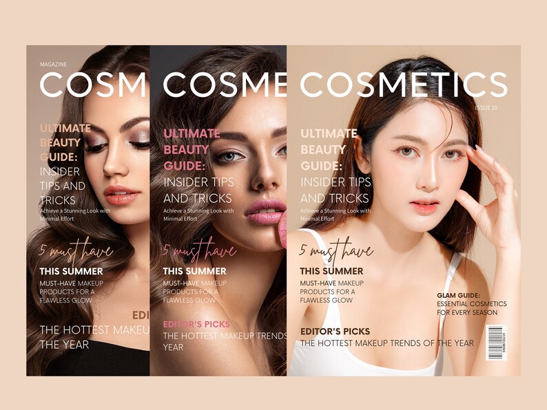 Cosmetics Magazine Cover Design Canva Template, Beauty Makeup and ...
