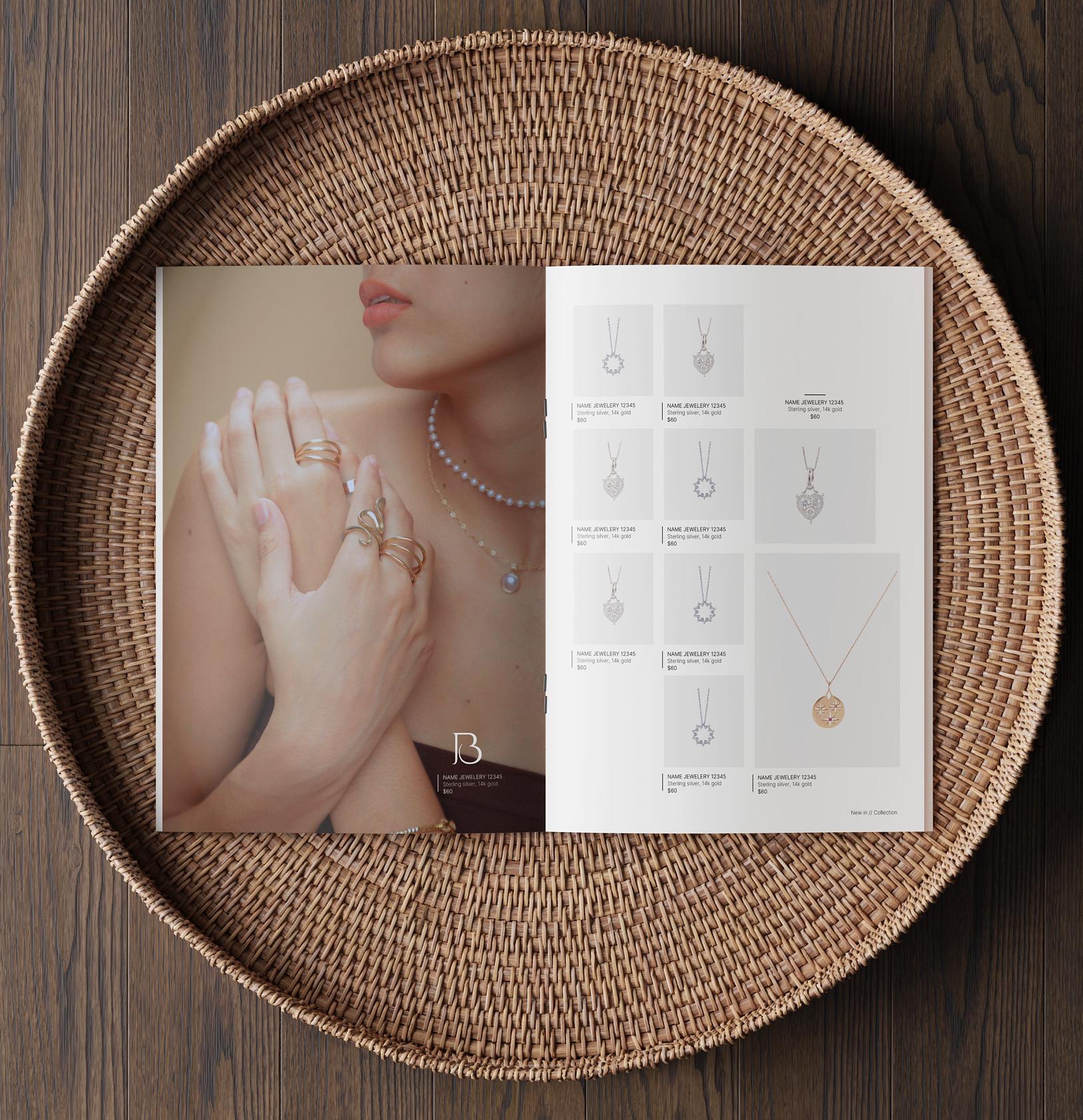 Fine Jewelry Catalog Editable Line Sheet, Jewelry Look Book Brochure Price Sheets With Cover ...