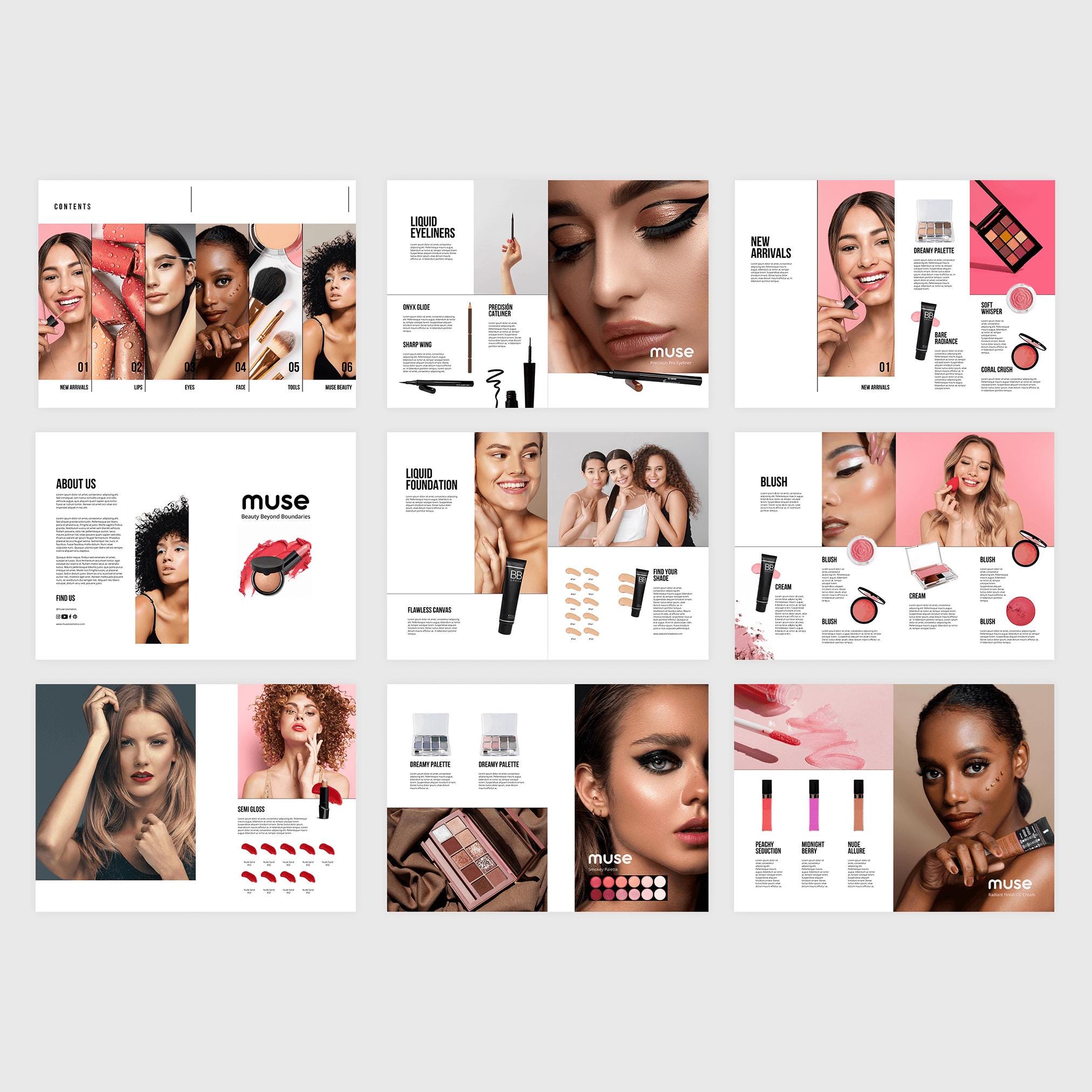 Makeup Brochure Template, Foundation Lipstick Swatches, Beauty ...
